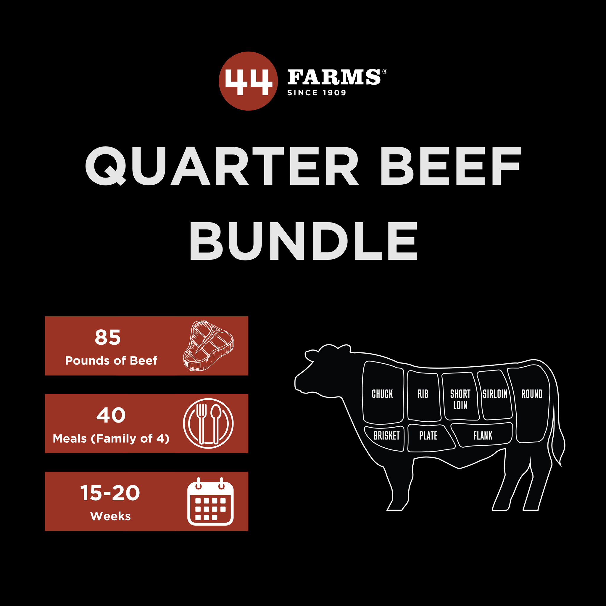 Order Quarter Beef Bundle Online - Quarter Cow Online Delivery | 44 Farms